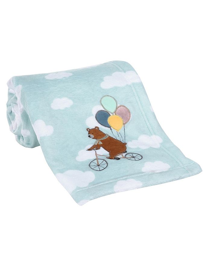 Bedtime Originals Up Up & Away Bear/Balloon/Cloud Soft Blue Fleece Baby ...