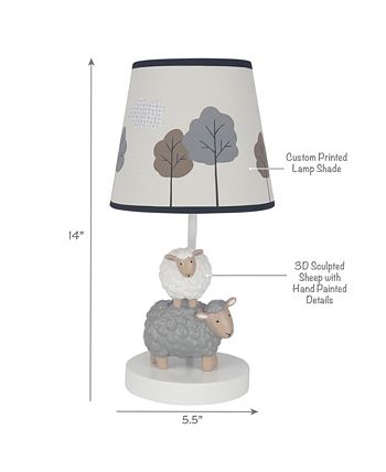 Lambs & Ivy Baby Farm Grey/White Lamb/Sheep Nursery Lamp with Shade ...