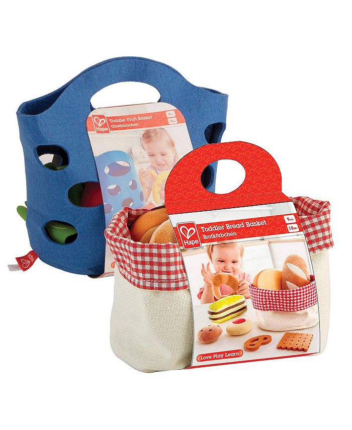 Kaplan Early Learning Hape Toddler Felt Fruit & Bread Baskets - Set of ...