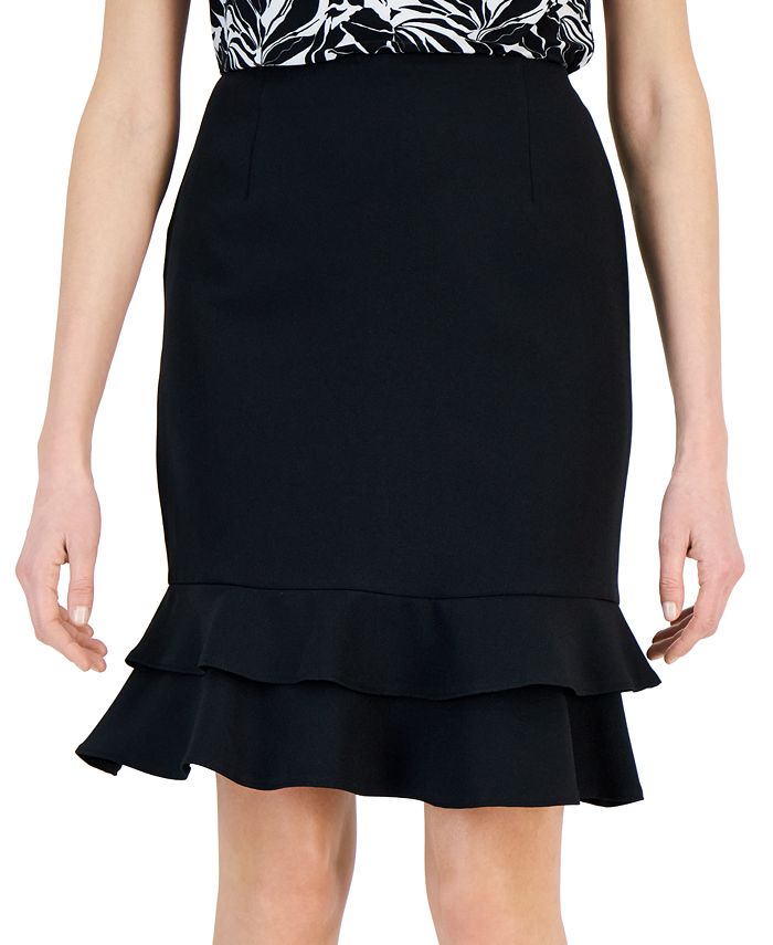 Kasper Crepe Tiered Ruffle Pencil Skirt - Macy's
