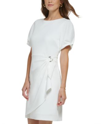 DKNY Women's Puff-Sleeve D-Ring Fit & Flare Dress - Macy's