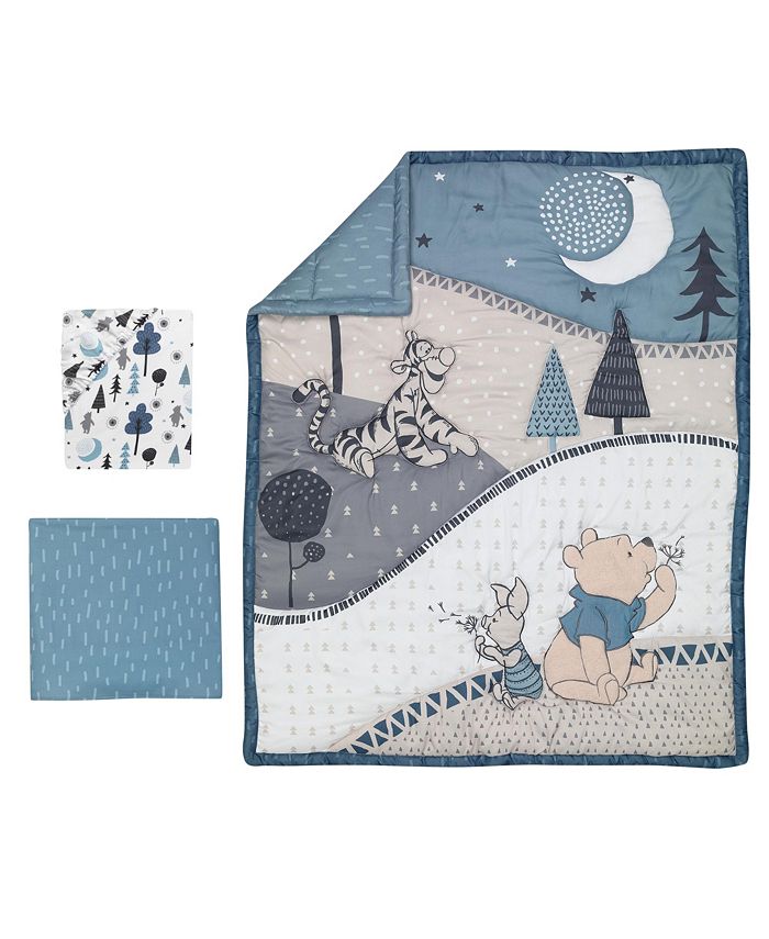Lambs & Ivy Disney Baby Forever Pooh Blue/Gray Bear 3-Piece Baby Crib ...