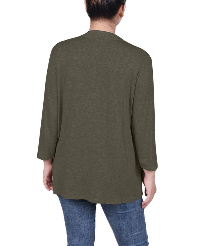 NY Collection Women's 3/4 Sleeve Solid Cardigan - Macy's