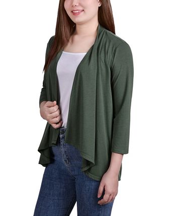 NY Collection Women's 3/4 Sleeve Solid Cardigan - Macy's