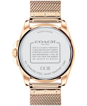 COACH Women's Greyson Quartz Carnation Gold-Tone Stainless Steel Mesh ...