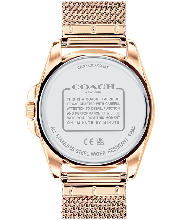 COACH Women's Greyson Quartz Carnation Gold-Tone Stainless Steel Mesh ...