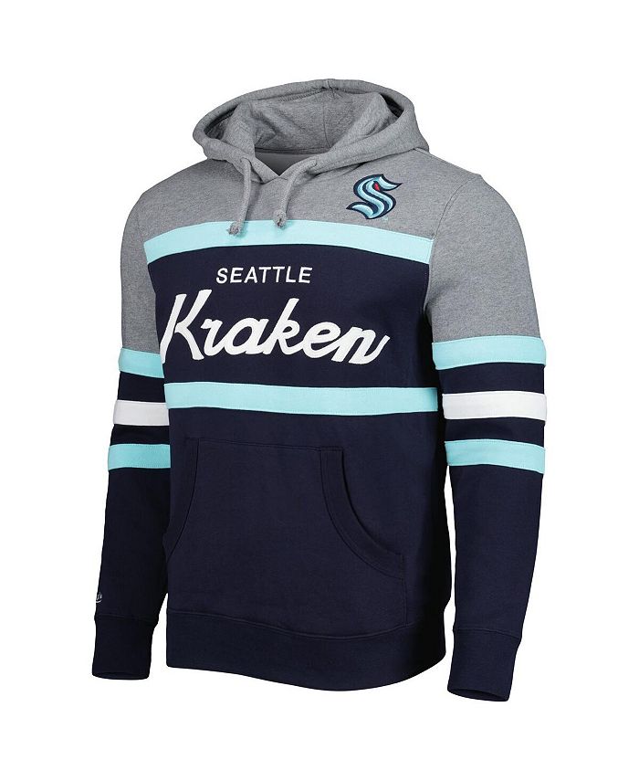 Mitchell & Ness Men's Deep Sea Blue, Heather Gray Seattle Kraken Head ...