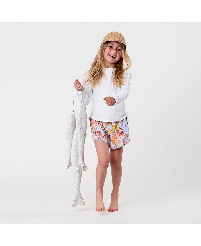 Snapper Rock Toddler, Child Girls White Rouched LS Rash Top - Macy's