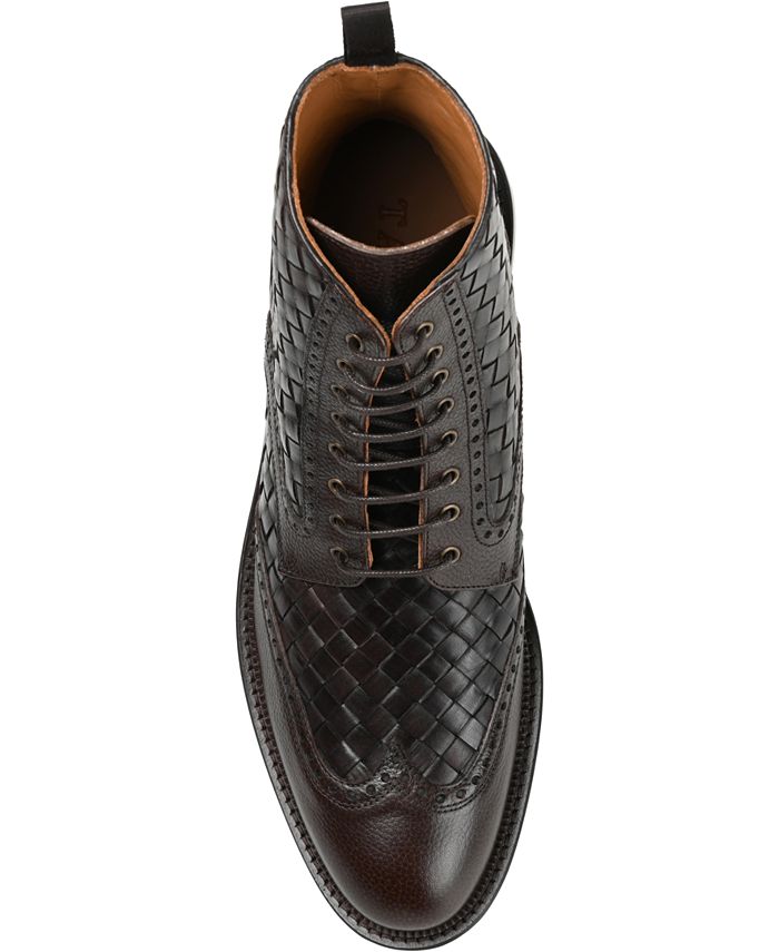 Taft Men's Saint Handwoven Leather Wingtip Dress Boots - Macy's