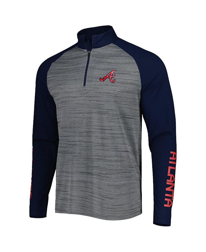 LevelWear Men's Heathered Gray, Navy Atlanta Braves Vandal Raglan Quarter-Zip Jacket - Macy's
