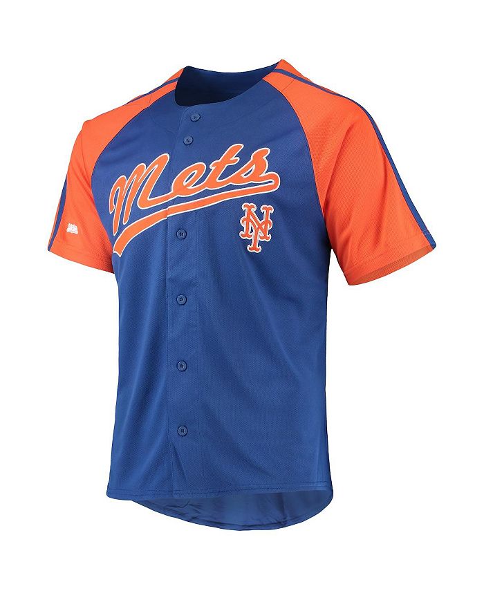 Stitches Men's Royal New York Mets Button-Down Raglan Replica Jersey ...