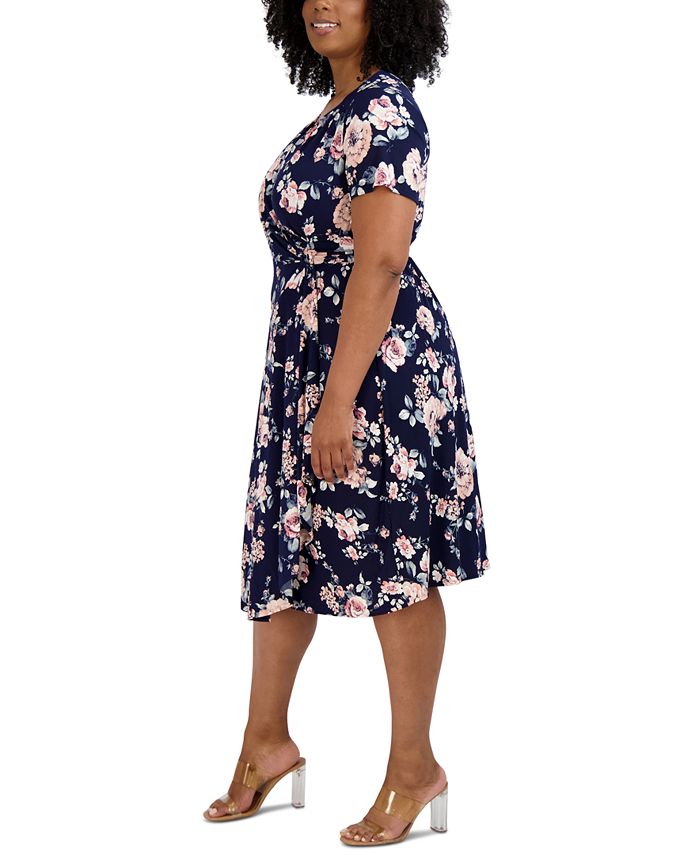 Robbie Bee Plus Size Floral Print Faux Wrap Dress Macys