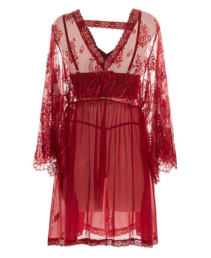 Memoi Womens Celine Lace 3 Piece Lingerie Set Macys