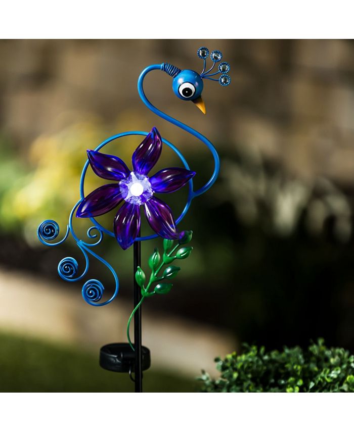 Evergreen 35"H Solar Peacock Bobble Garden Stake - Macy's