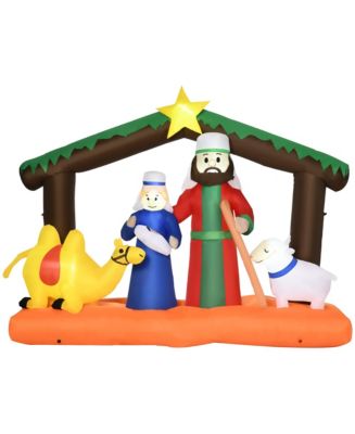 Outsunny 7.5' Inflatable Christmas Nativity Scene W/ Camel and Sheep ...