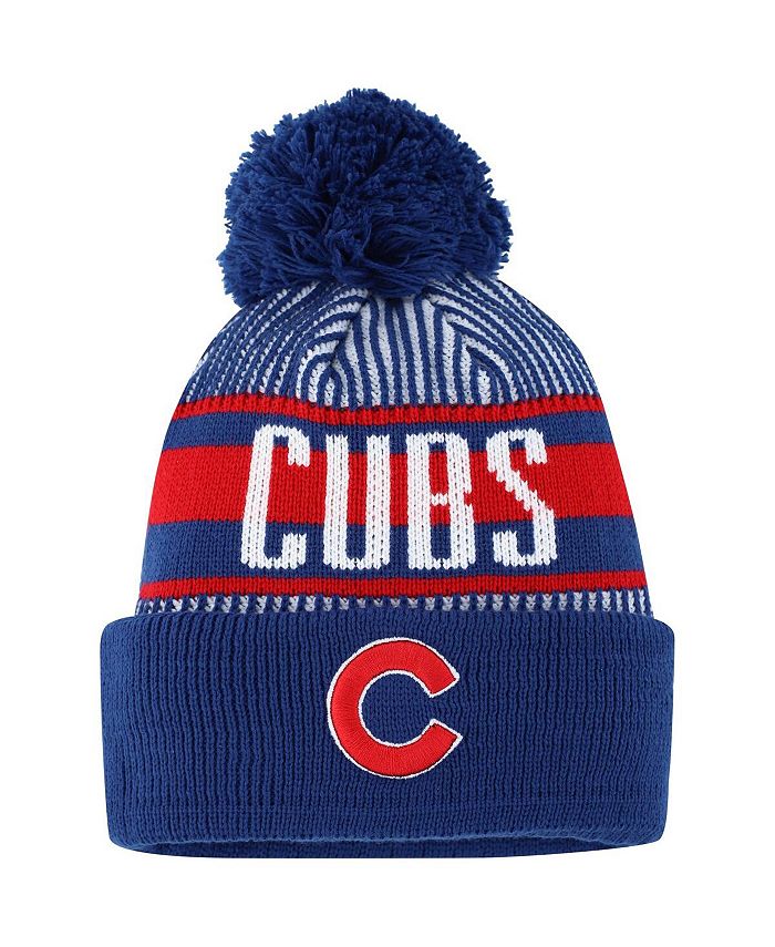 New Era Big Boys Royal Chicago Cubs Striped Cuffed Knit Hat with Pom ...