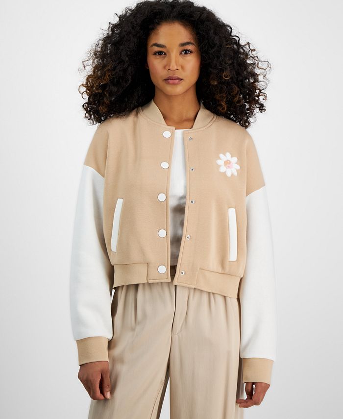 Hippie Rose Juniors' Embroidered Colorblocked Bomber Jacket - Macy's