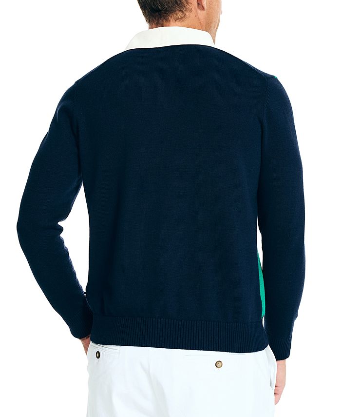 Nautica Men's Colorblocked Long-Sleeve Rugby Sweater & Reviews ...