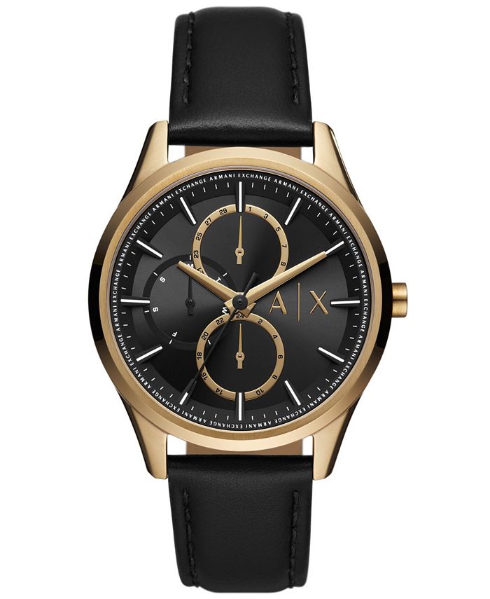 A|X Armani Exchange Men's Multifunction Black Leather Strap Watch, 42mm ...