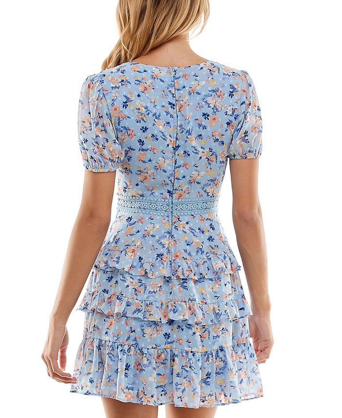 City Studios Juniors' Textured Tiered Ruffled Dress - Macy's