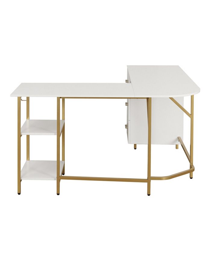 Techni Mobili Wood L-Shape Home Office with Storage Two-Tone Desk - Macy's