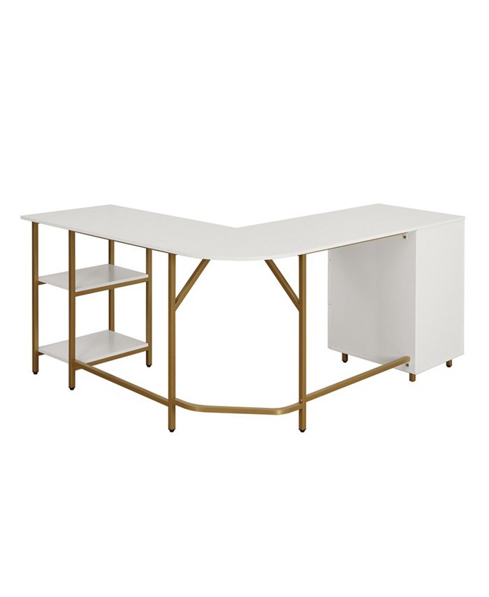 Techni Mobili Wood L-Shape Home Office with Storage Two-Tone Desk - Macy's