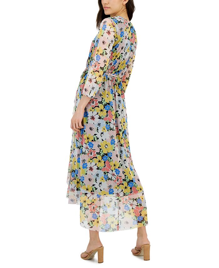 JAMIE & LAYLA Petite Floral-Print Surplice V-Neck Flounce Maxi Dress ...