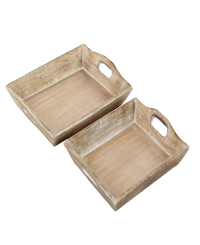 Rosemary Lane Wood Tray, Set of 2, 18", 17" W - Macy's