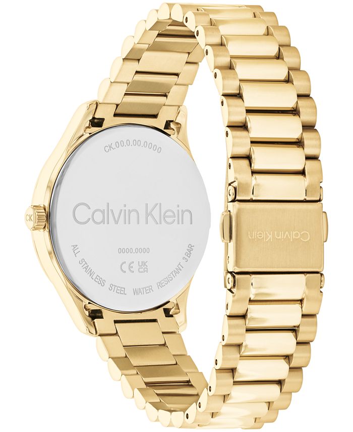 Calvin Klein Unisex 3-Hand Gold-Tone Stainless Steel Bracelet Watch ...