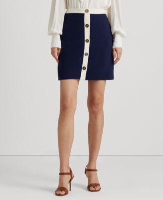 Lauren Ralph Lauren Women's Button-Front Two-Tone Crepe Pencil Skirt - Macy's