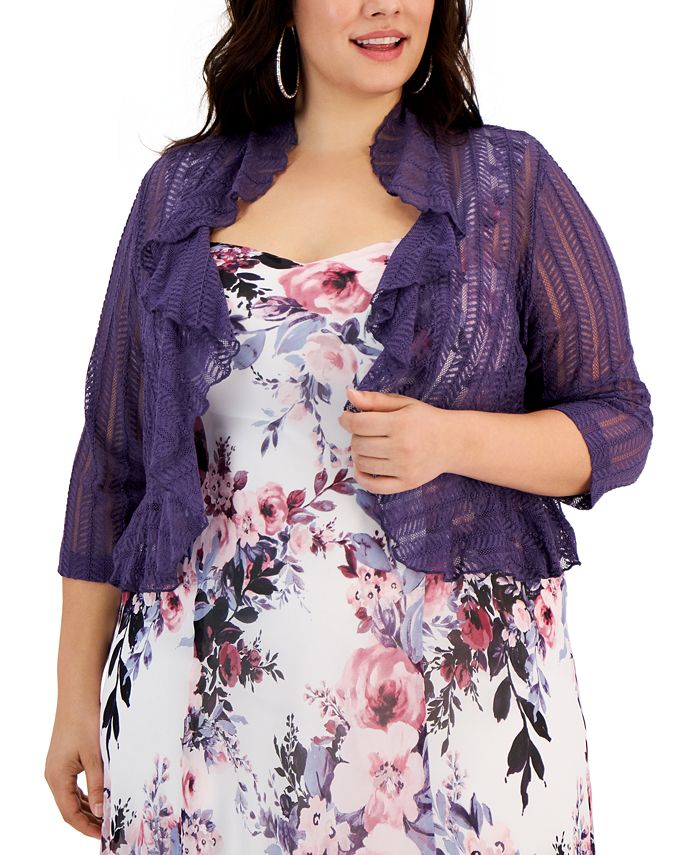 Connected Plus Size Floral-Print Jacket Dress - Macy's