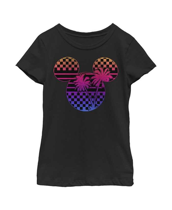 Disney Girl's Mickey & Friends Mickey Mouse Neon Palm Trees Silhouette ...