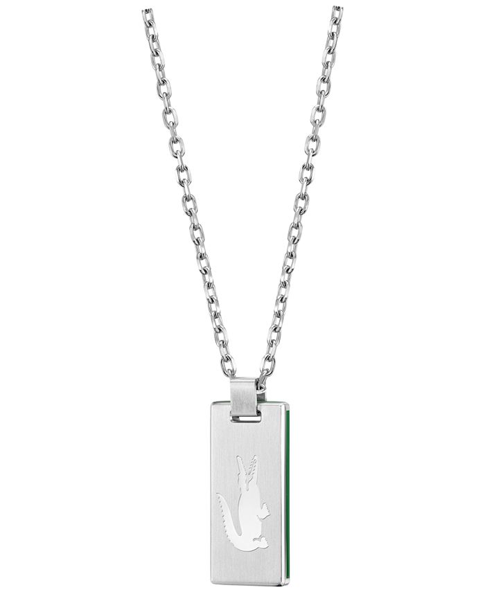 Lacoste Men's Stainless Steel Tag Necklace - Macy's