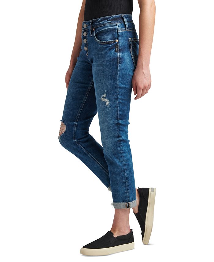 Silver Jeans Co. Women's Boyfriend Button-Fly Slim-Leg Jeans - Macy's