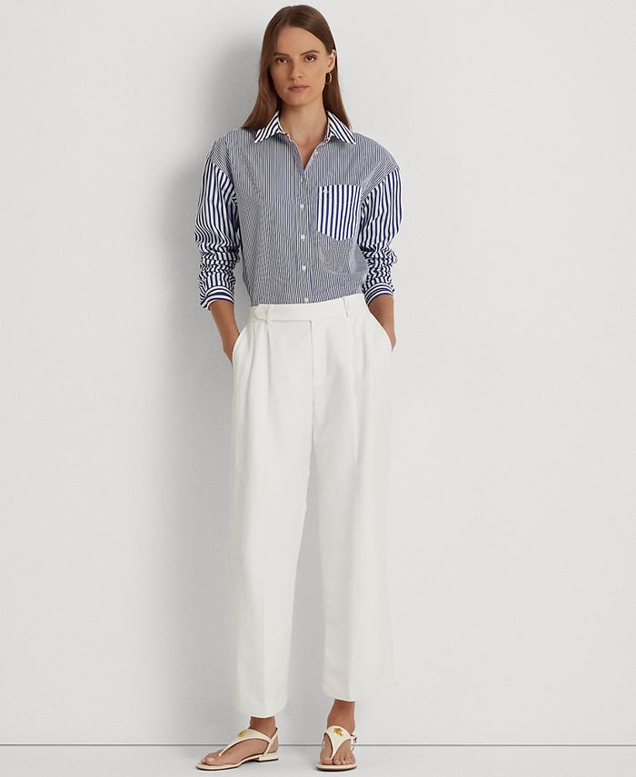 Lauren Ralph Lauren Women's Striped Cotton Broadcloth Shirt - Macy's