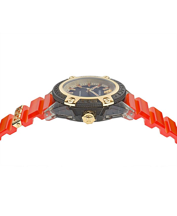 Versace Men's Swiss Icon Active Orange Silicone Strap Watch 42mm - Macy's