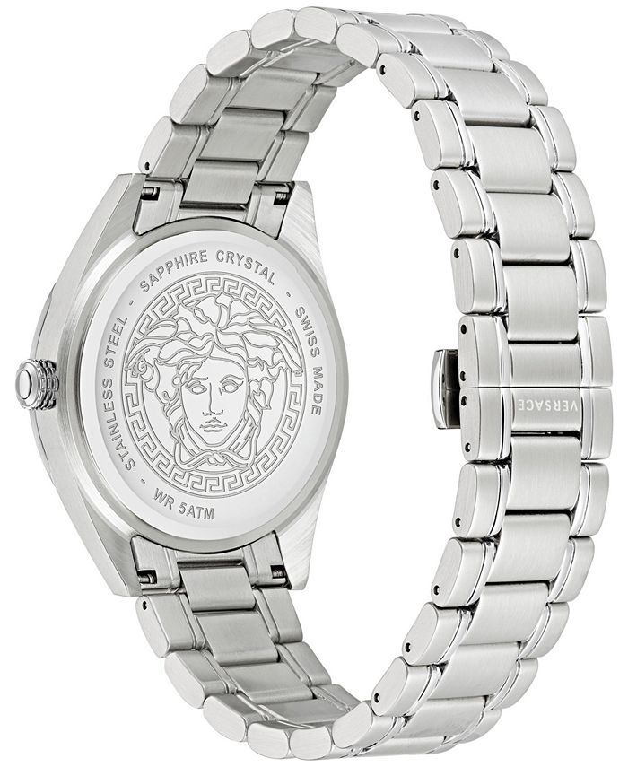 Versace Men's Swiss V-Code Stainless Steel Bracelet Watch 42mm - Macy's