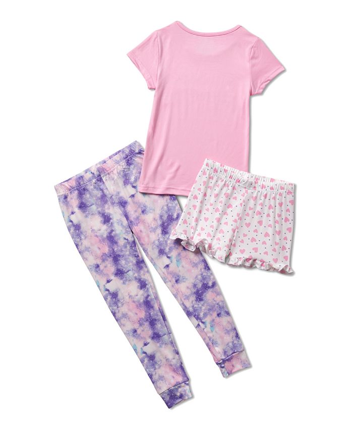 Tahari Little, Big Girls 3-Piece Pajama Set with Glitter Long Sleeve ...