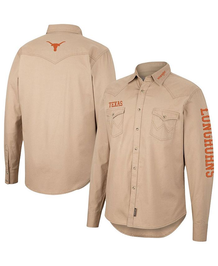 Colosseum Men's x Wrangler Tan Texas Longhorns Western Full-Snap Long ...