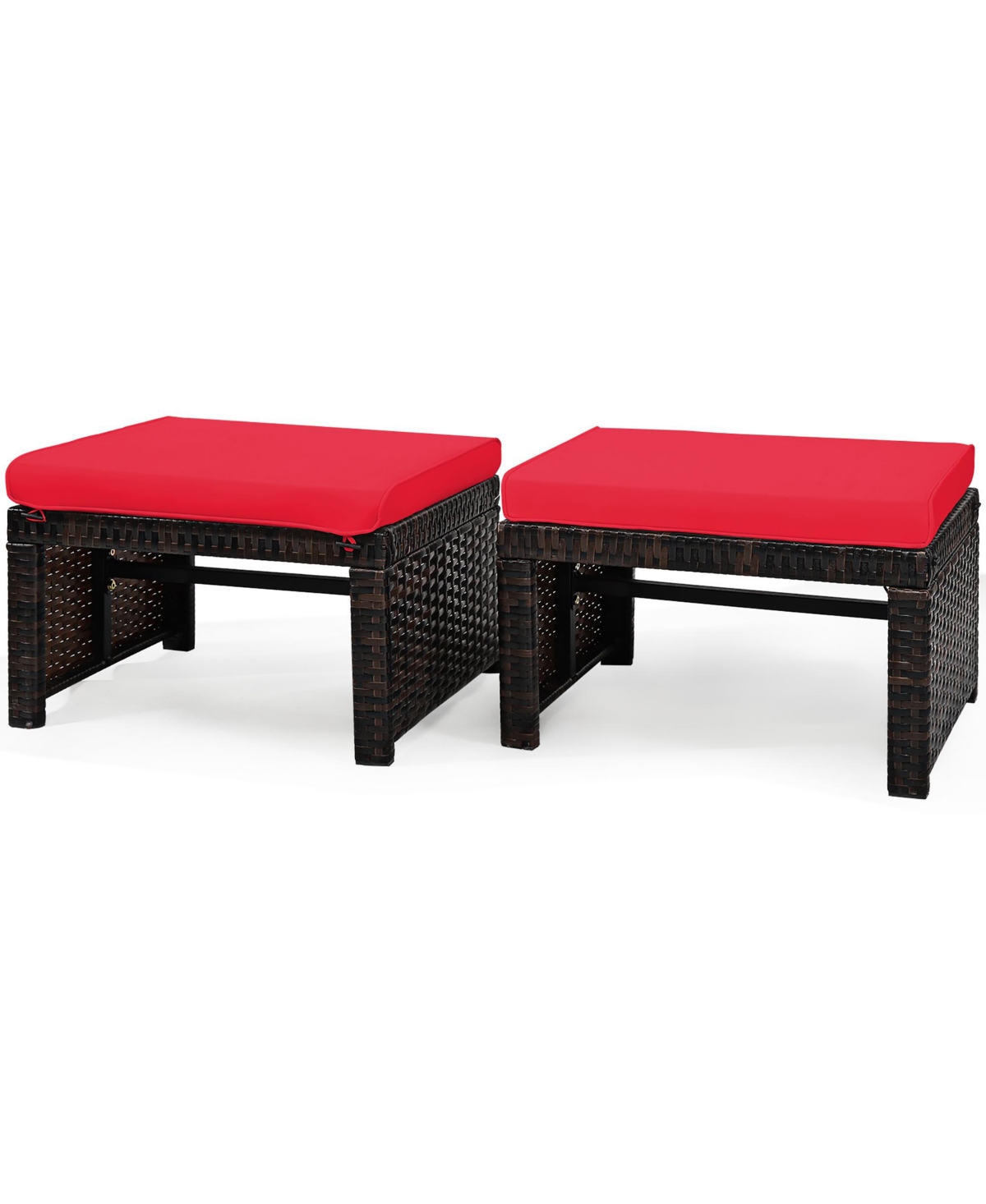 Click here for Costway 2PCS Patio Rattan Ottoman Cushioned Seat F... prices
