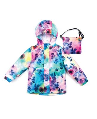 Deux par Deux Girls Printed Packable Windbreaker Multicolor Flowers ...