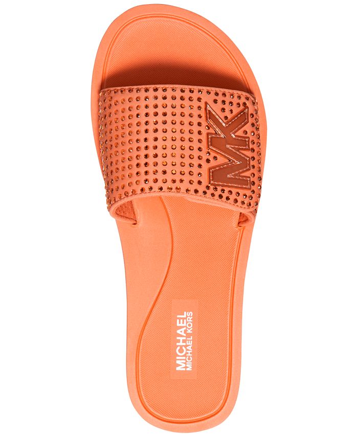 Michael Kors Women's Rhinestone MK Logo Pool Slide Sandals - Macy's