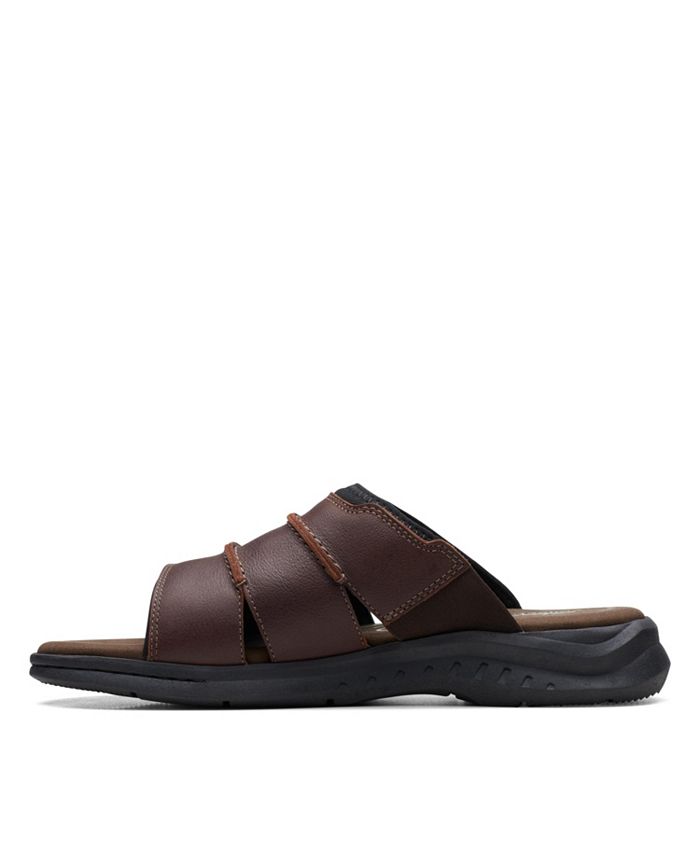 Clarks Men's Leather Walkford Easy Slide Sandals - Macy's