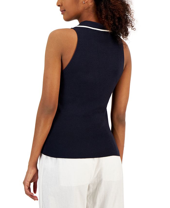 Tommy Hilfiger Women's Knit Faux Halter Polo Sweater - Macy's