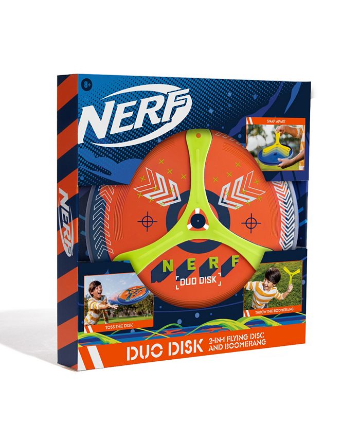 Nerf Boomdisk Two in One Boomerang Frisbee Combo Long Distance Thrower ...