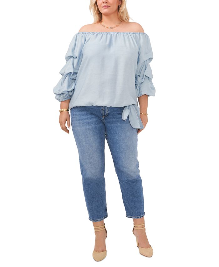 Vince Camuto Plus Size Balloon-Sleeve Off-The-Shoulder Top - Macy's