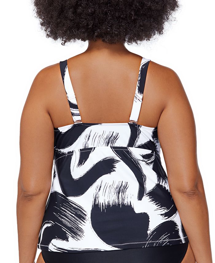 Raisins Curve Plus Size Printed Calaya Tie-Front Zanzibar Keyhole ...