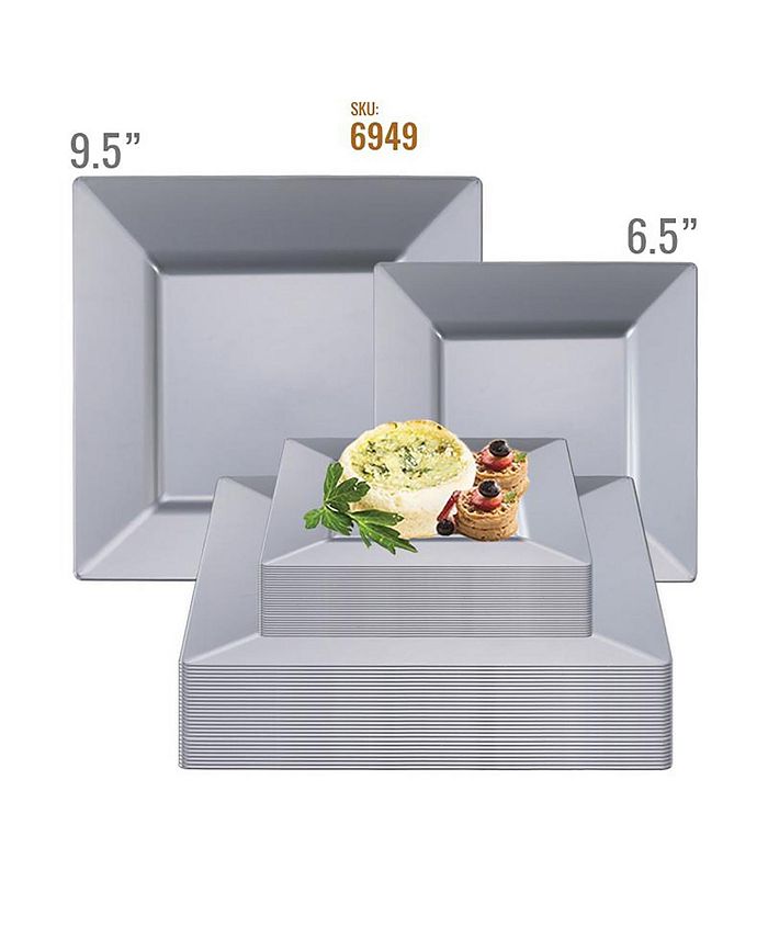 Smarty Had A Party Silver Square Plastic Plates Dinnerware Value Set ...