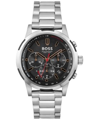 HUGO BOSS Men's Solgrade Solar Quartz Chronograph Silver-Tone Stainless ...