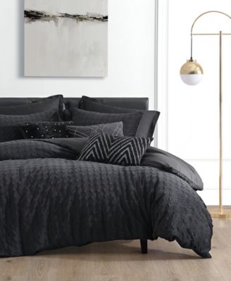 Karl Lagerfeld Paris Velvet Houndstooth 3 Piece Comforter Set, Full ...
